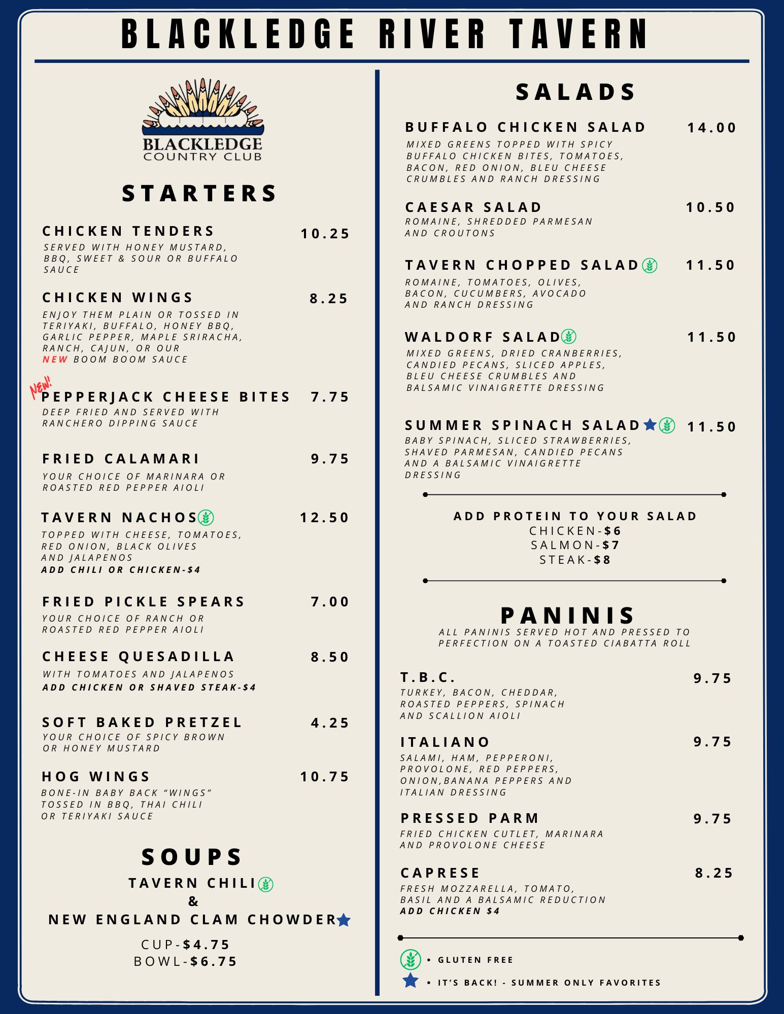 Menu - Blackledge Country Club