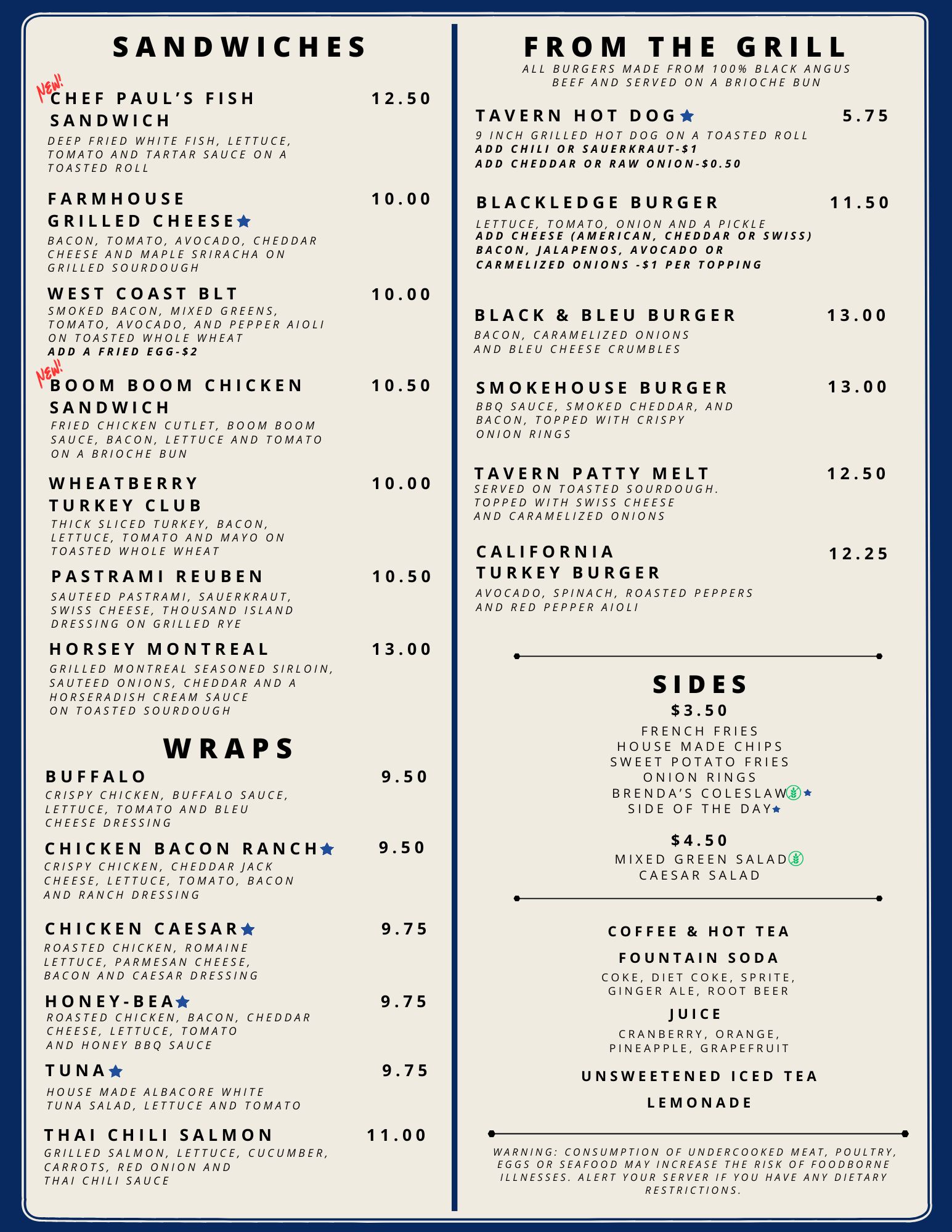 Menu - Blackledge Country Club
