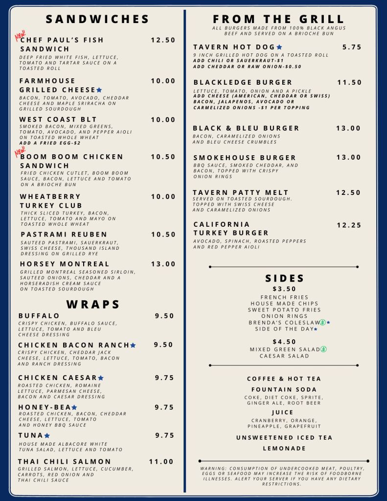 Menu - Blackledge Country Club