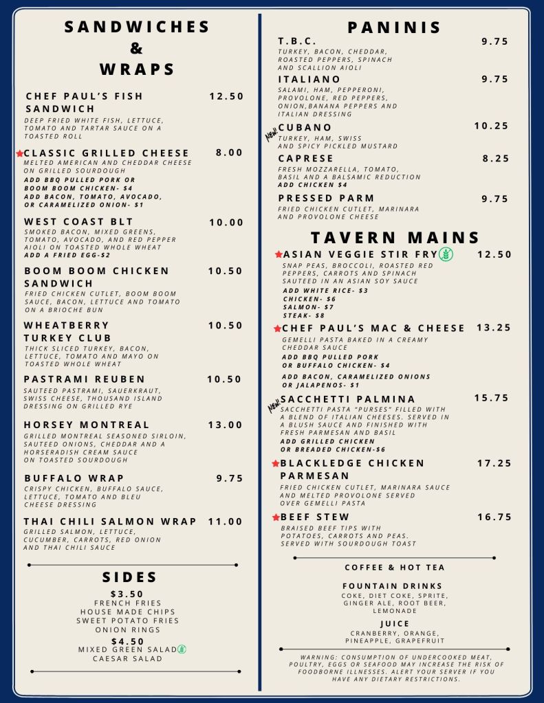 Menu - Blackledge Country Club