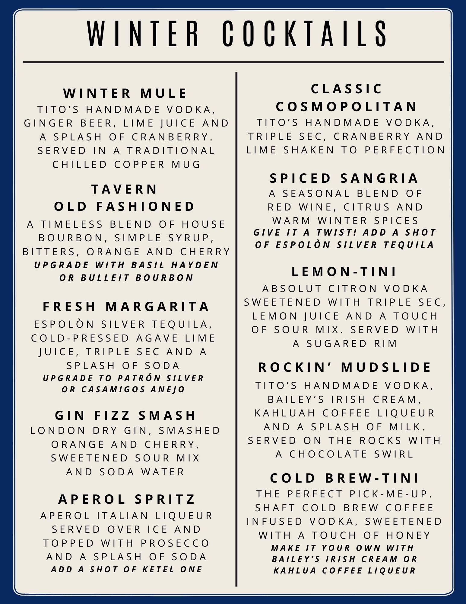 Menu - Blackledge Country Club